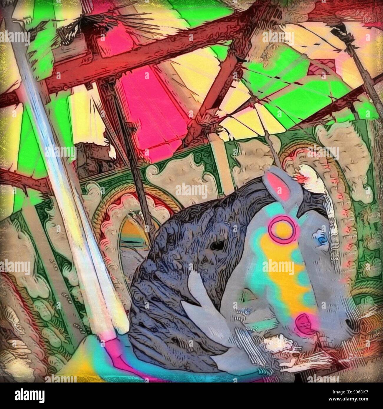 Painterly abstract image of carousel ride pony Stock Photo - Alamy
