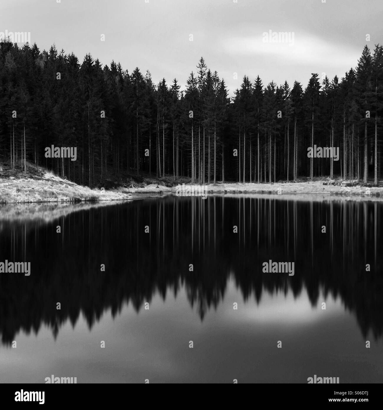 Lake with water reflection of Black and White Stock Photos & Images - Alamy