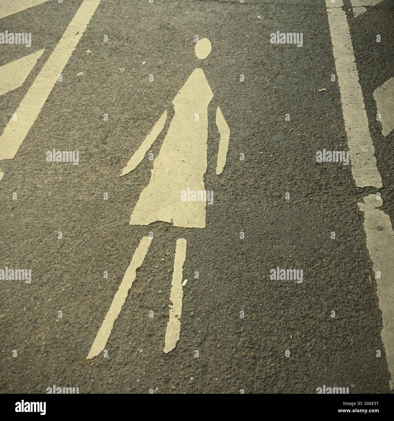 Painted road pedestrian sign hi-res stock photography and images - Alamy
