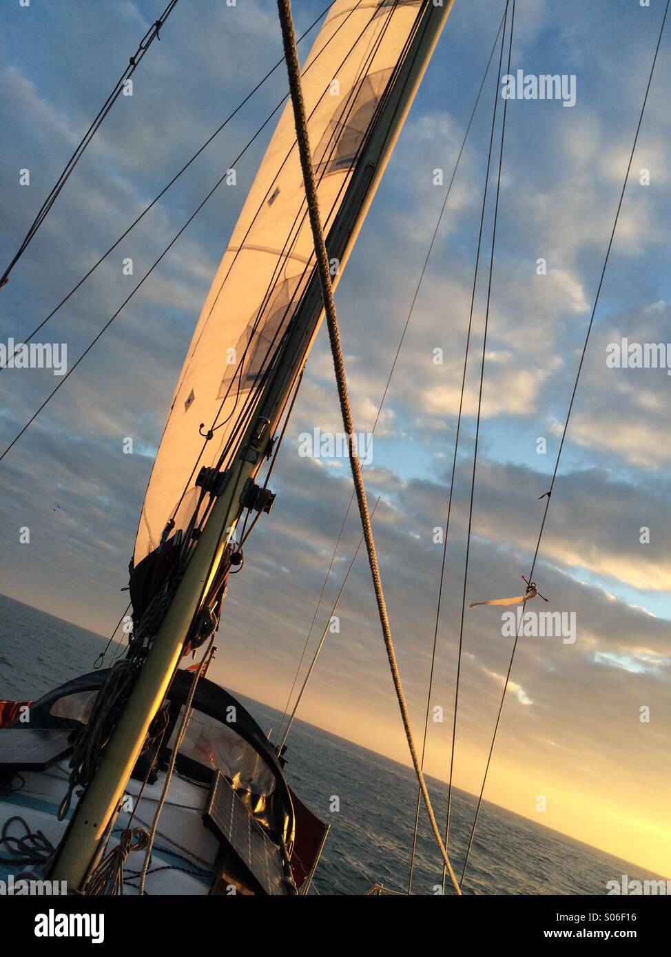 Early morning sailing sun backlit sails Stock Photo - Alamy