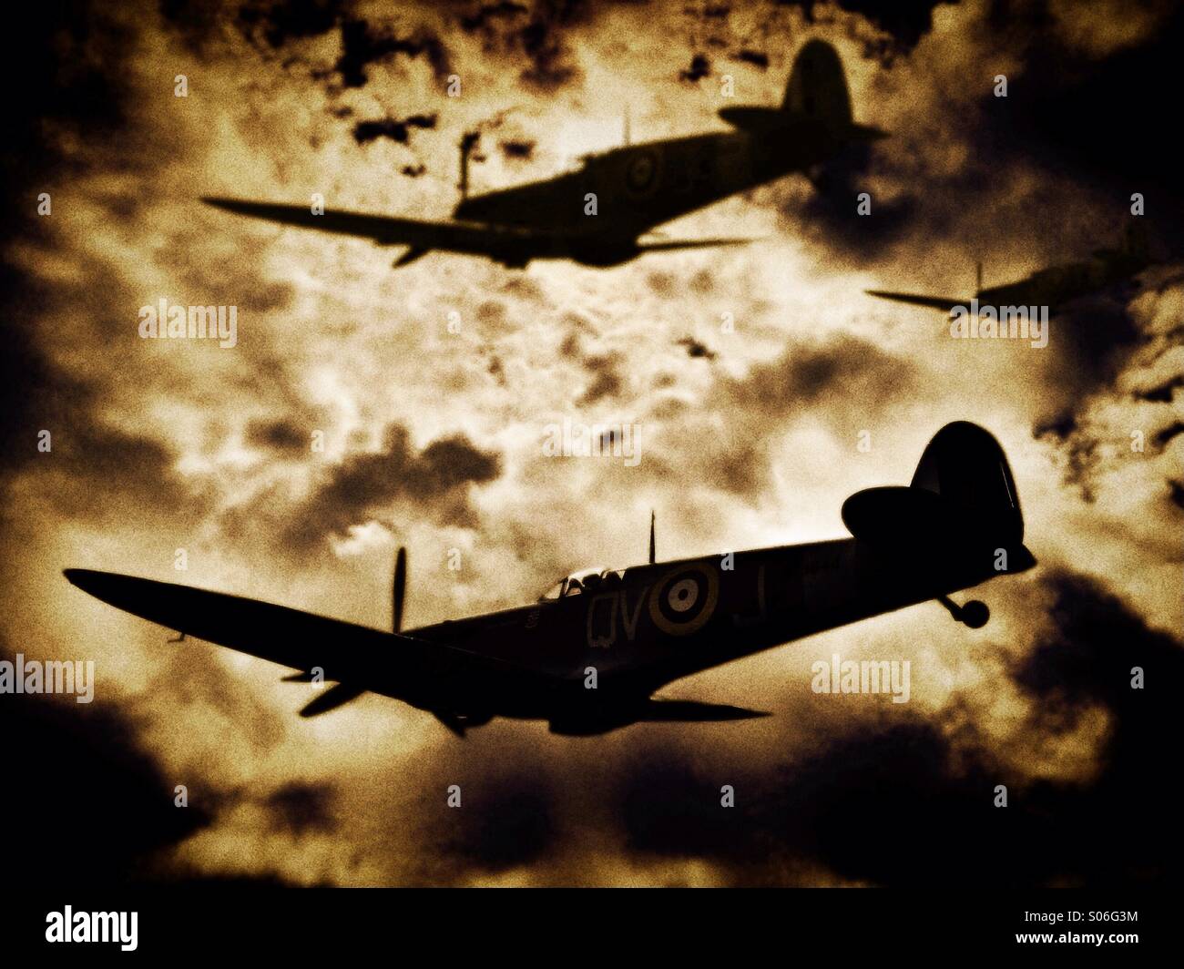 Spitfires in formation (composite Stock Photo - Alamy