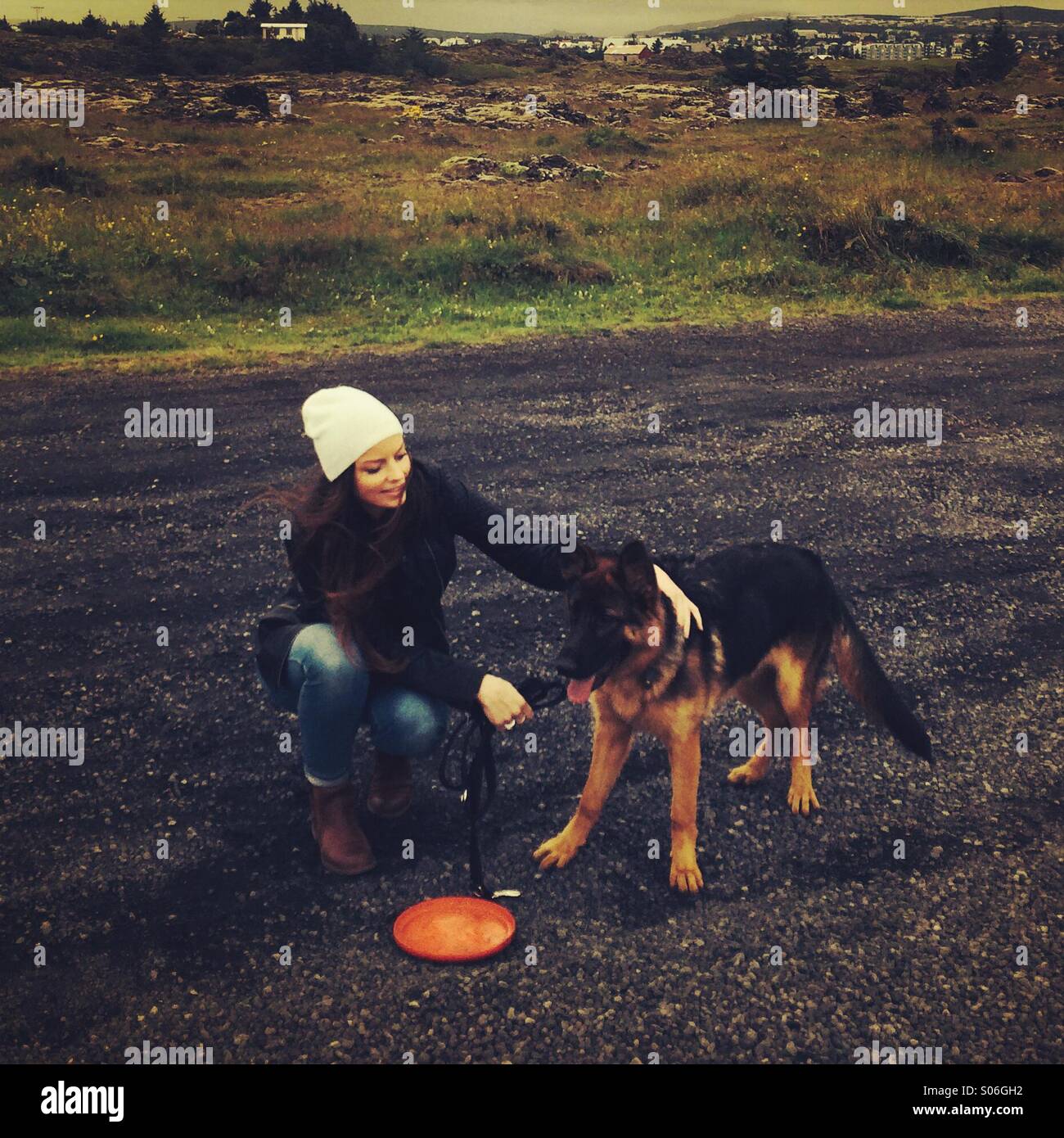 Girl training dog hi-res stock photography and images - Alamy