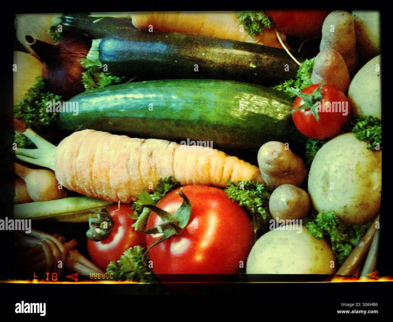 Fresh fruit and vegetable hamper Stock Photo - Alamy