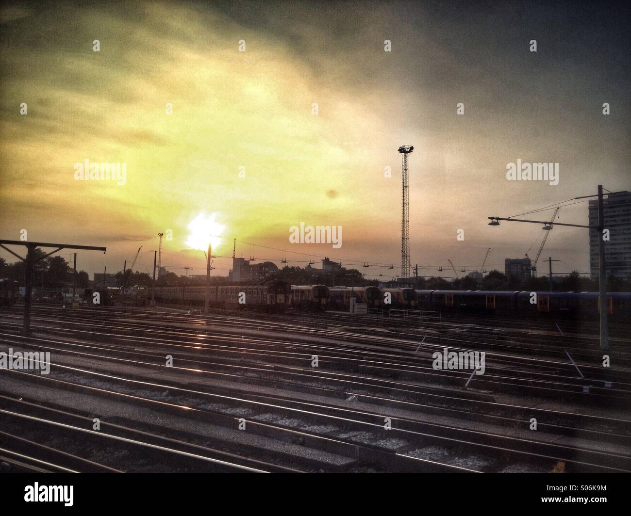 Train track uk sunset hi-res stock photography and images - Alamy