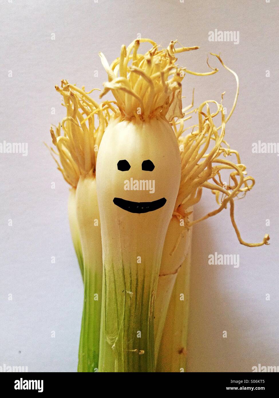 Smiley face on spring onions Stock Photo - Alamy