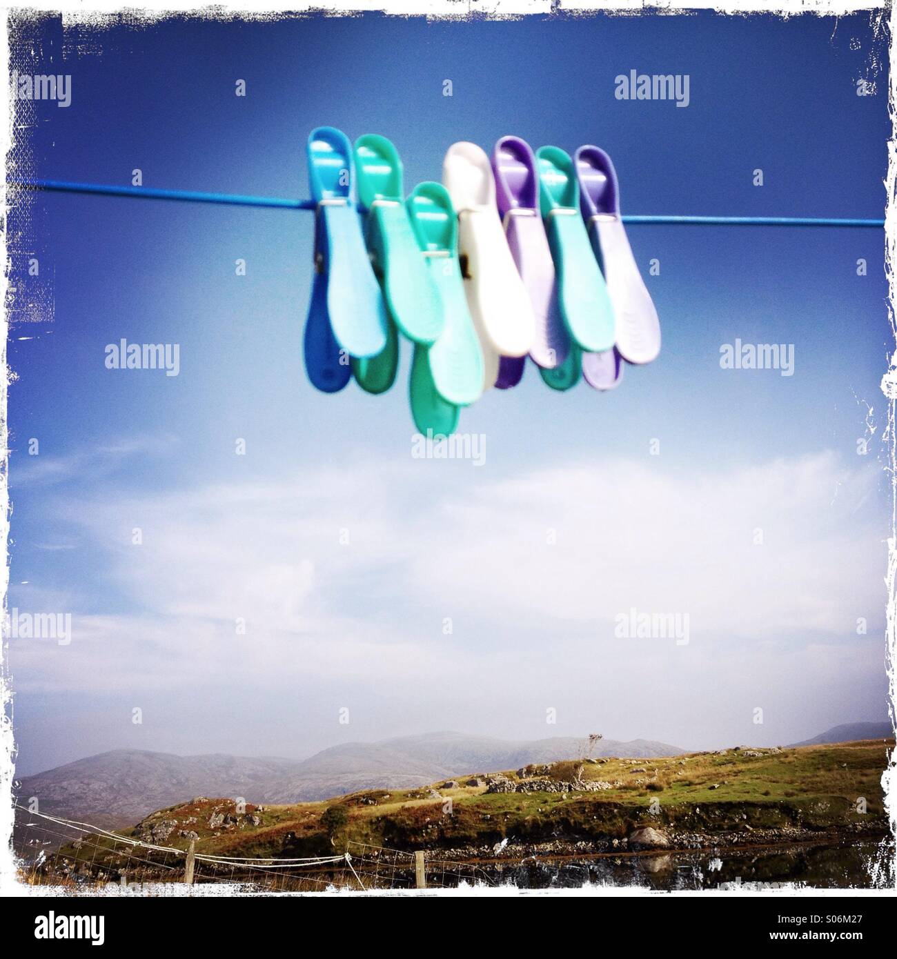 Washing line on Isle of Lewis Stock Photo - Alamy