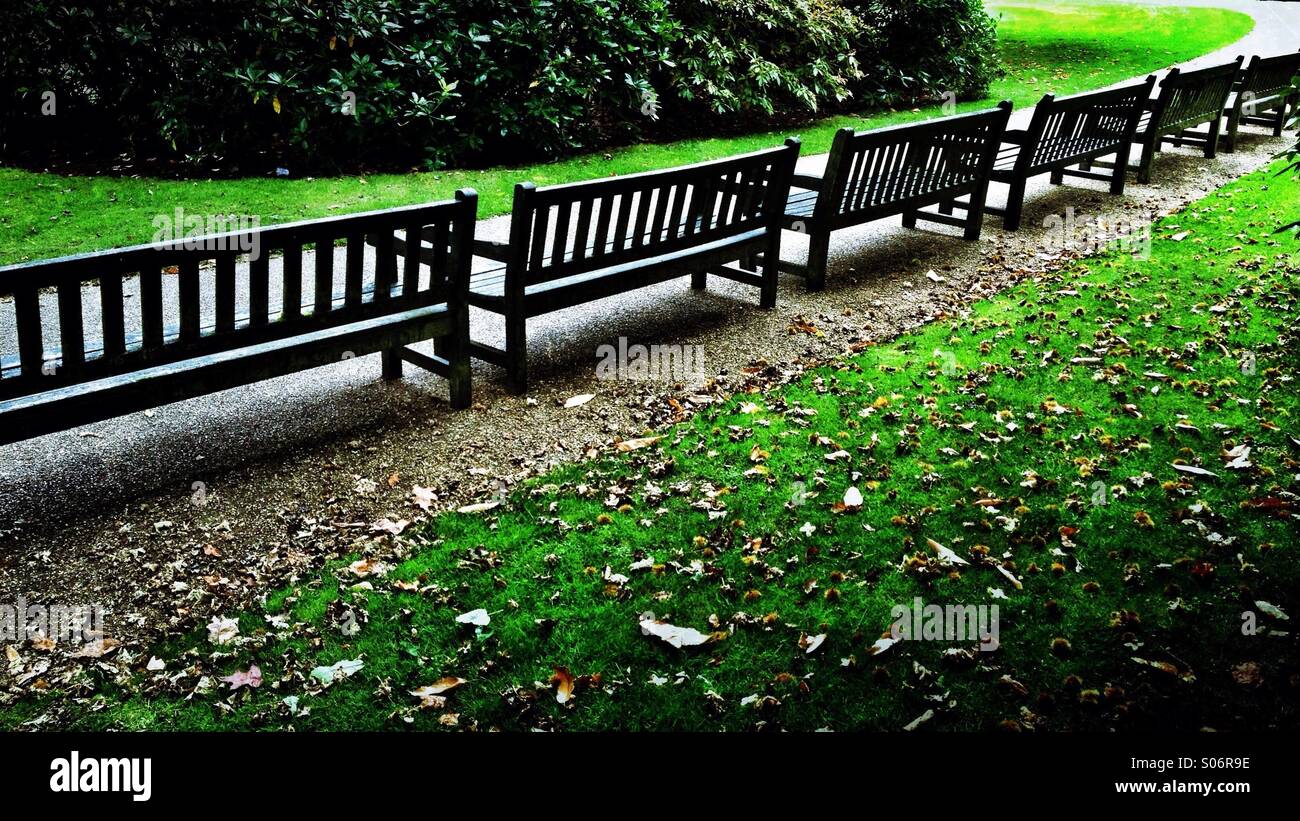 Row of benches Stock Photo - Alamy
