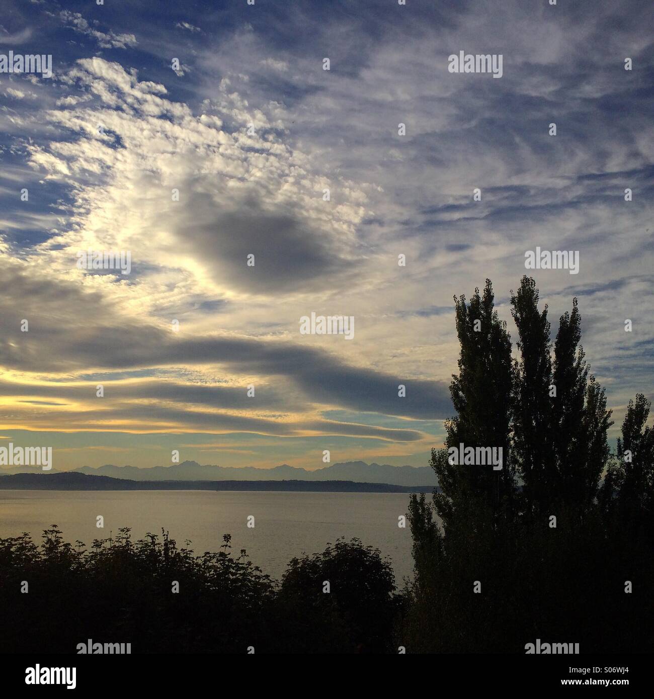 Sunset over Puget Sound, Seattle Washington Stock Photo - Alamy