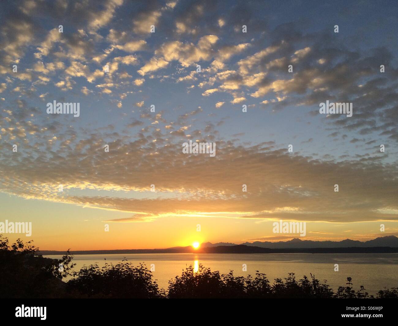 Sunset over Puget Sound, Seattle, Washington Stock Photo - Alamy