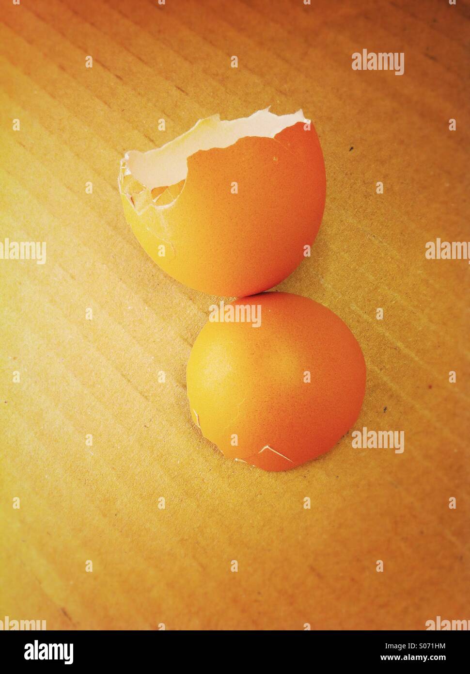 eggshell on a cardboard background Stock Photo - Alamy