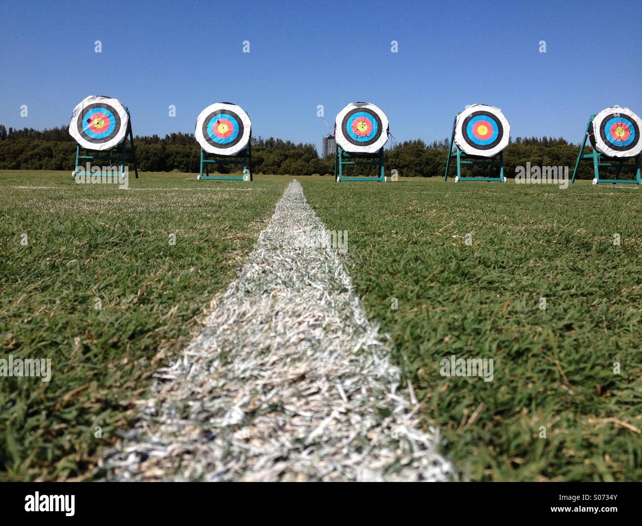 A row of targets on an archery field Stock Photo - Alamy