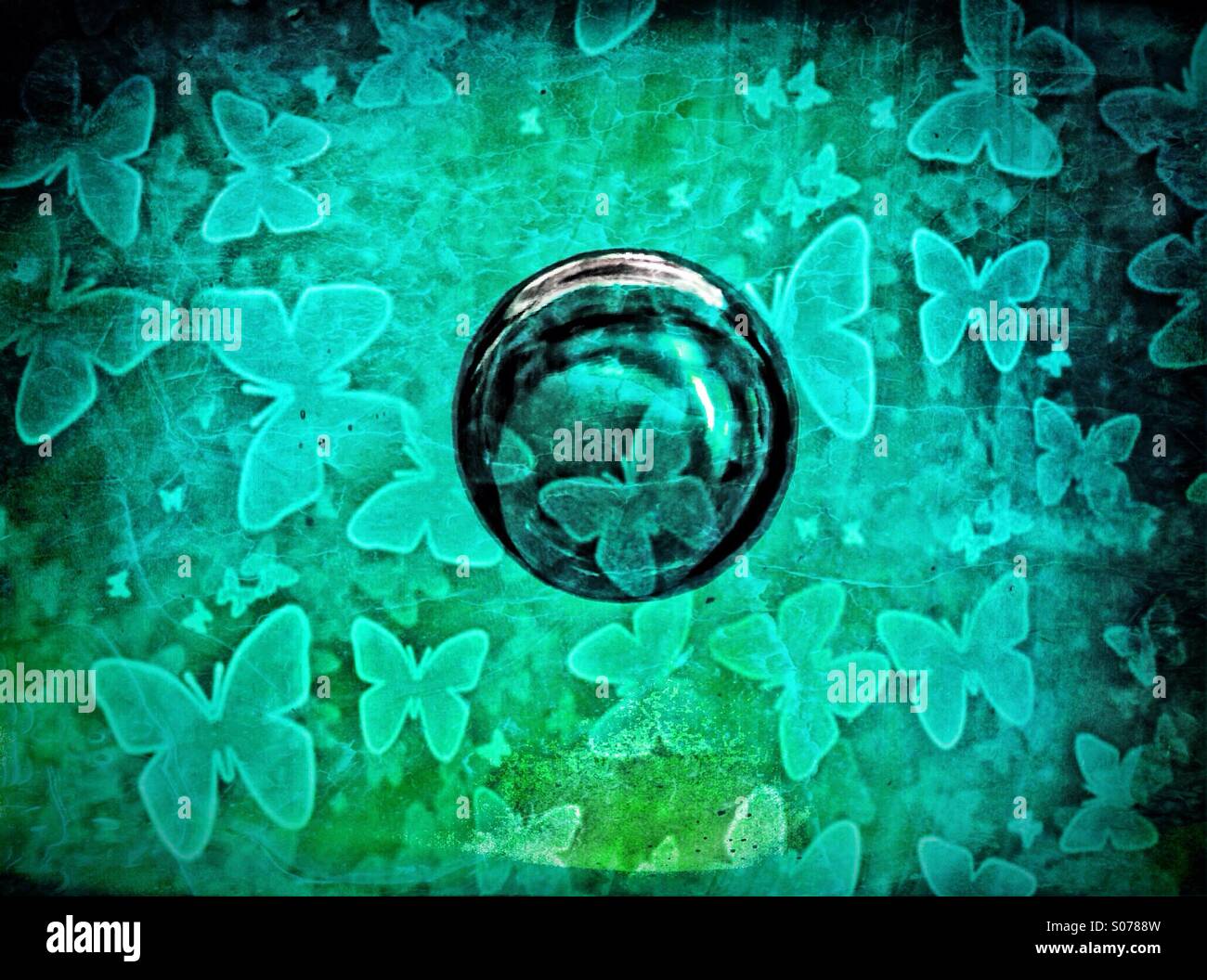 Water bubble inside glass with butterfly background Stock Photo - Alamy