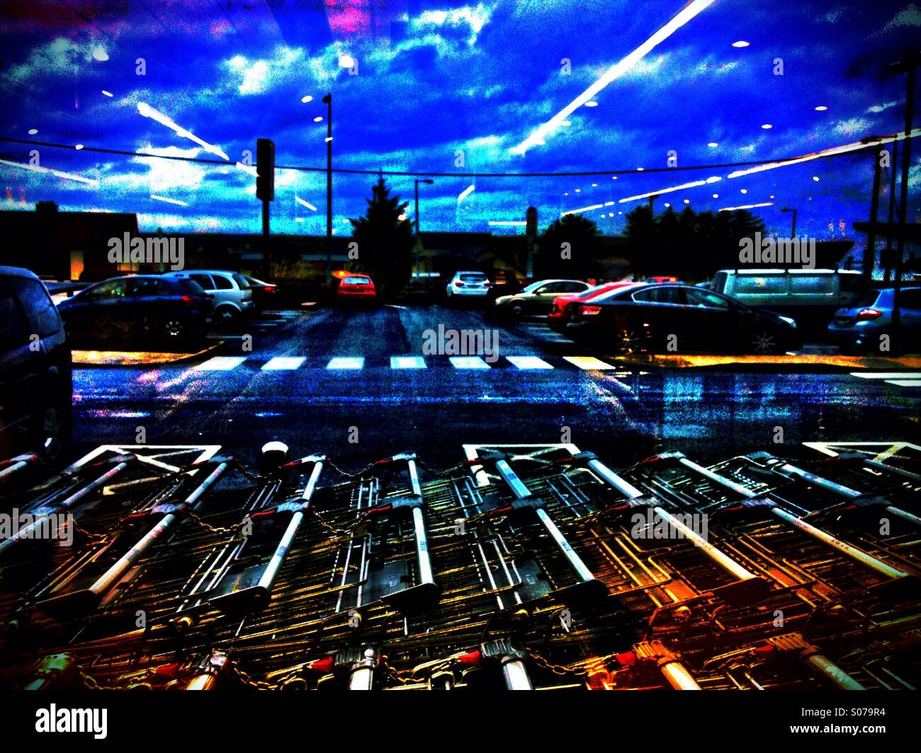 Supermarket window view Stock Photo - Alamy