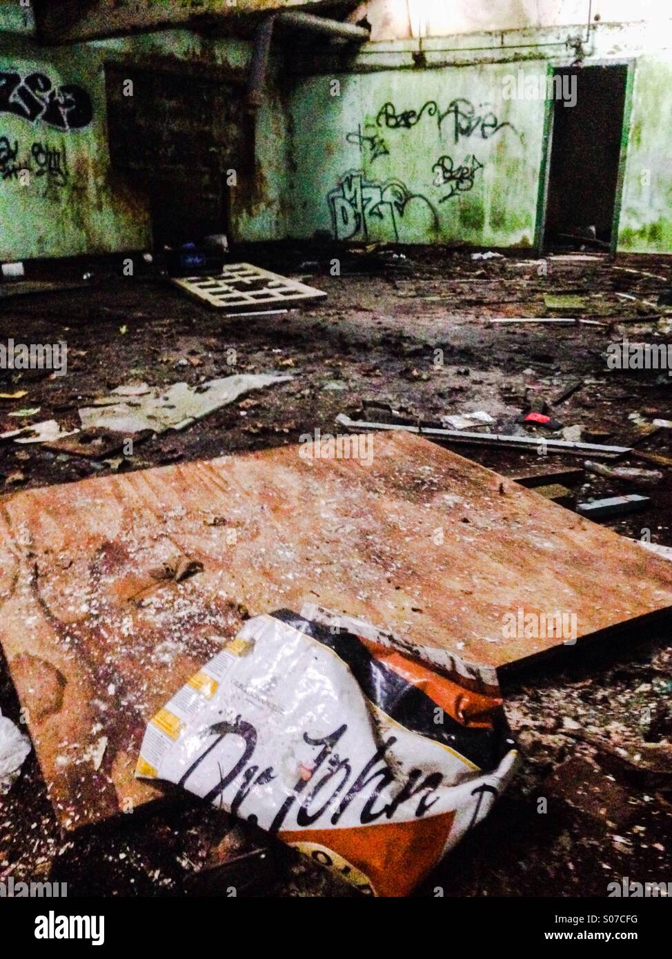 Inside a derelict building Stock Photo - Alamy