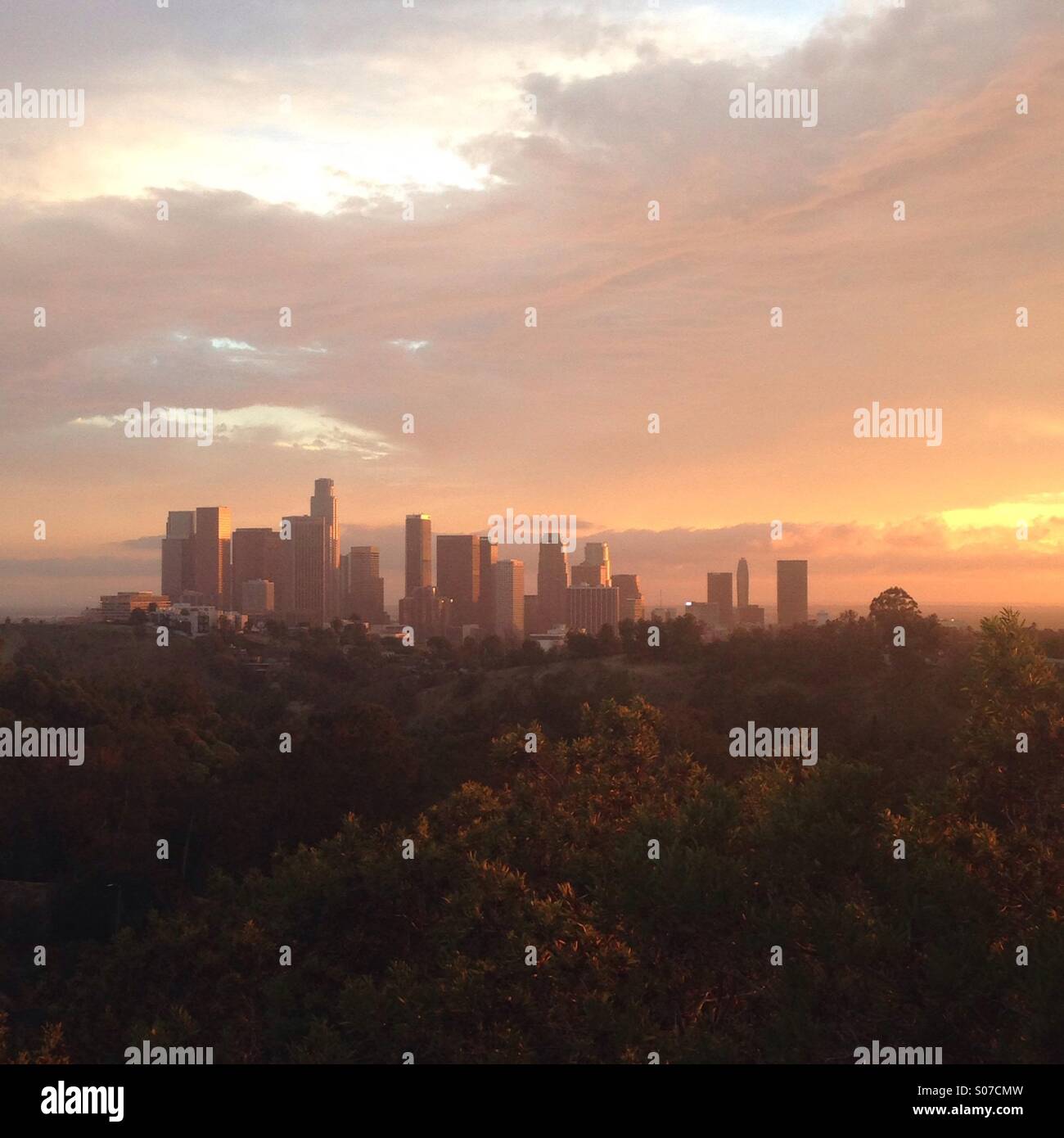 Sunset over Los Angeles Stock Photo - Alamy