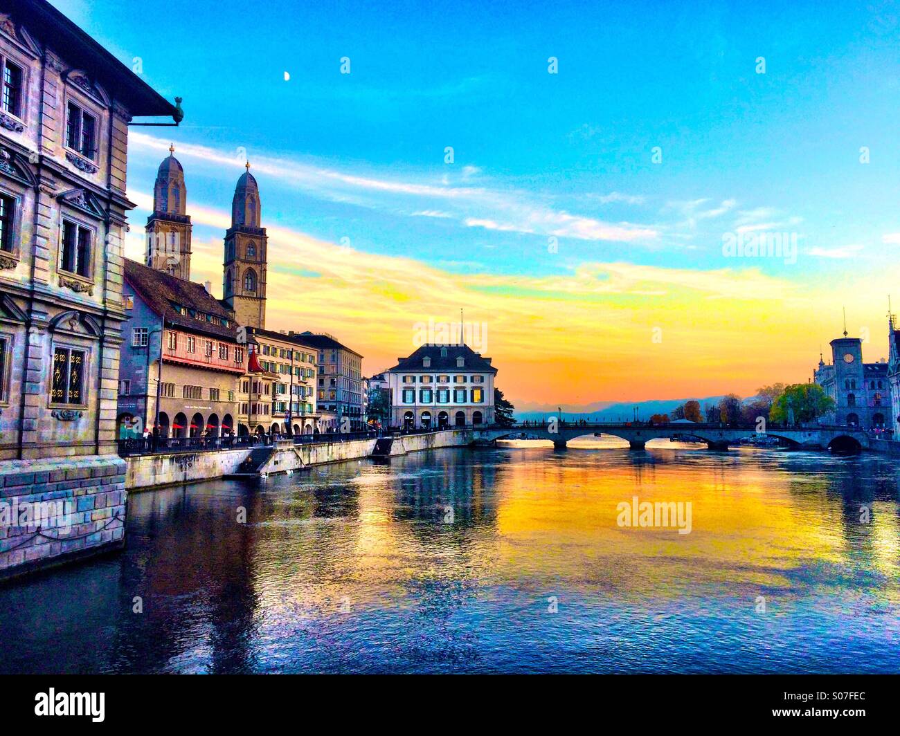 Zurich, Switzerland : Sunset Stock Photo - Alamy