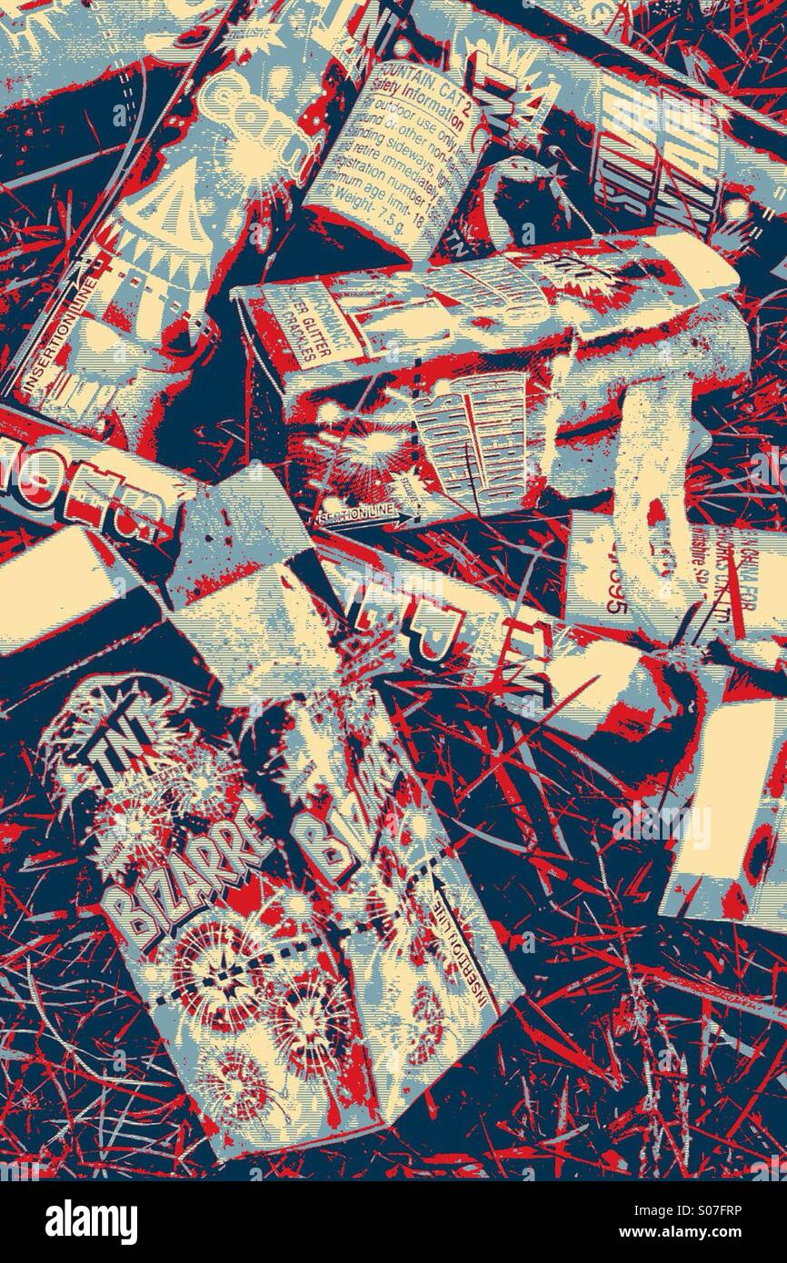 Pop art style photo of used fireworks Stock Photo - Alamy