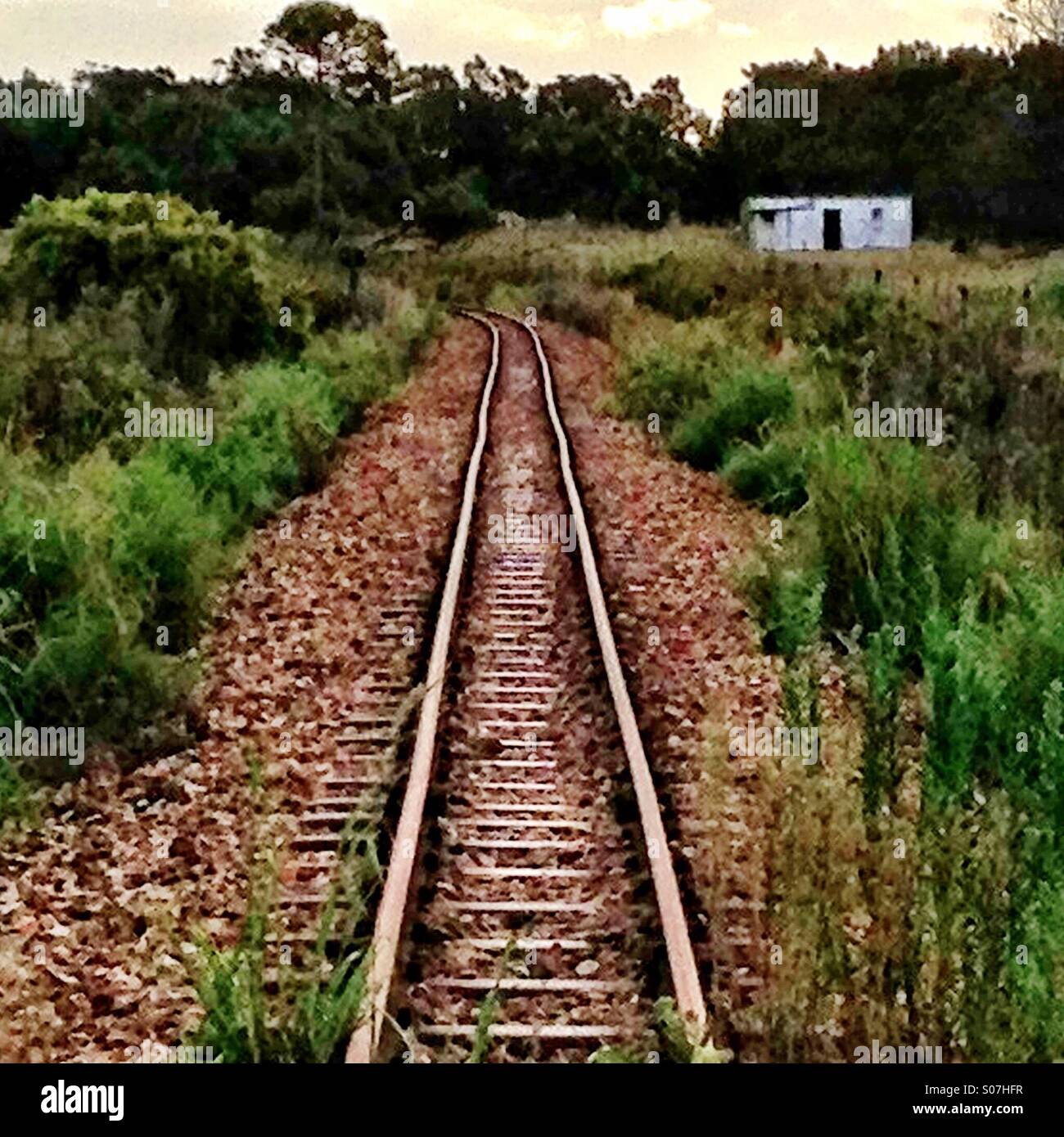 Train track shack Stock Photo - Alamy