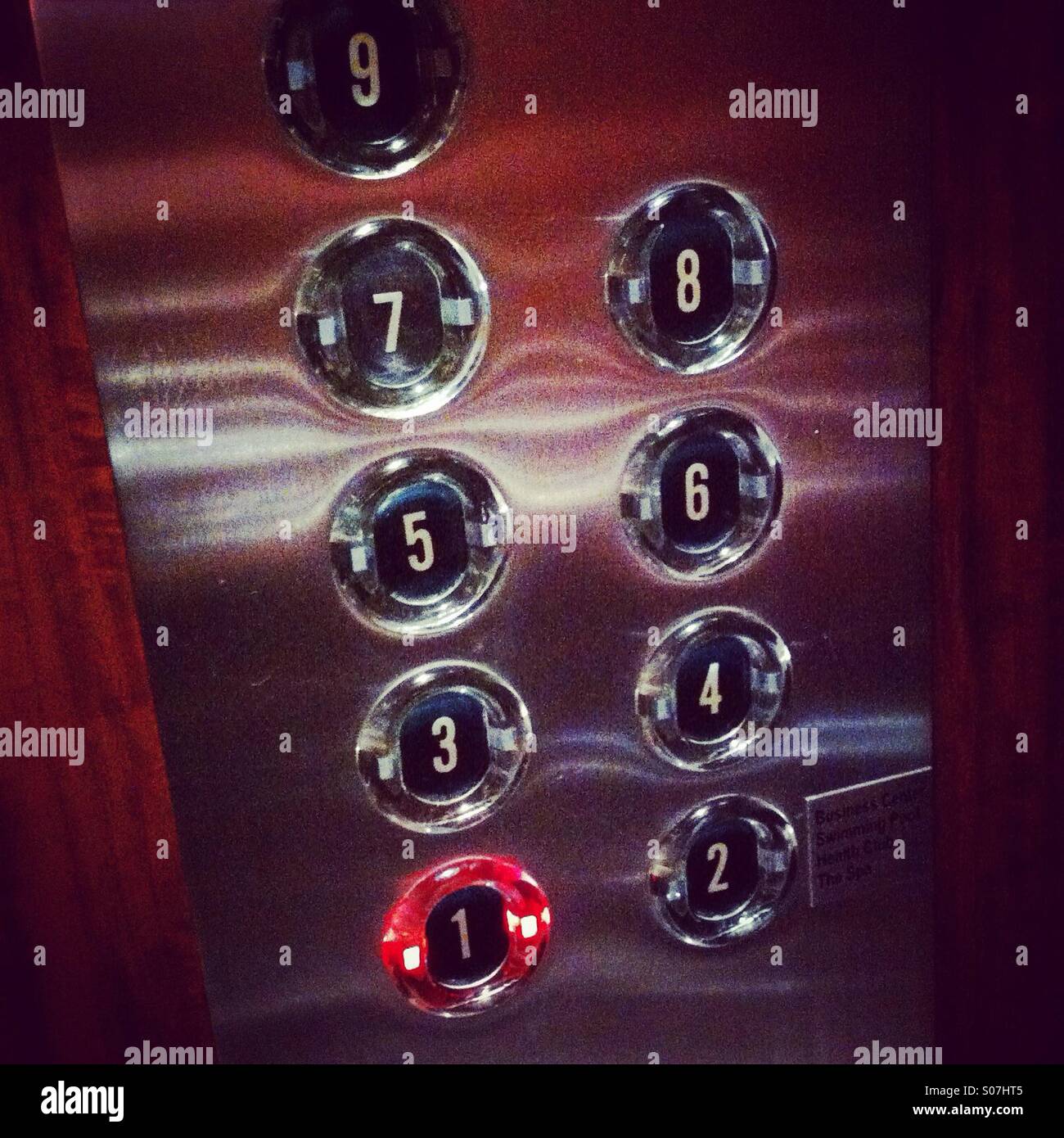 Elevator lift buttons board Stock Photo - Alamy