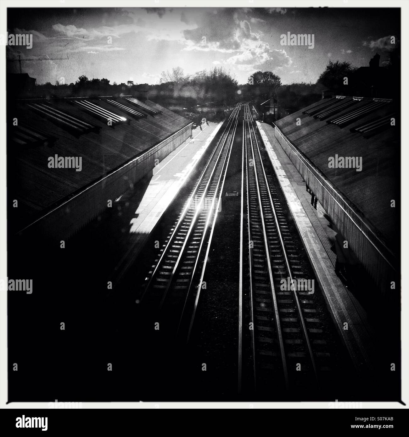 Rail tracks in west London uk Stock Photo - Alamy