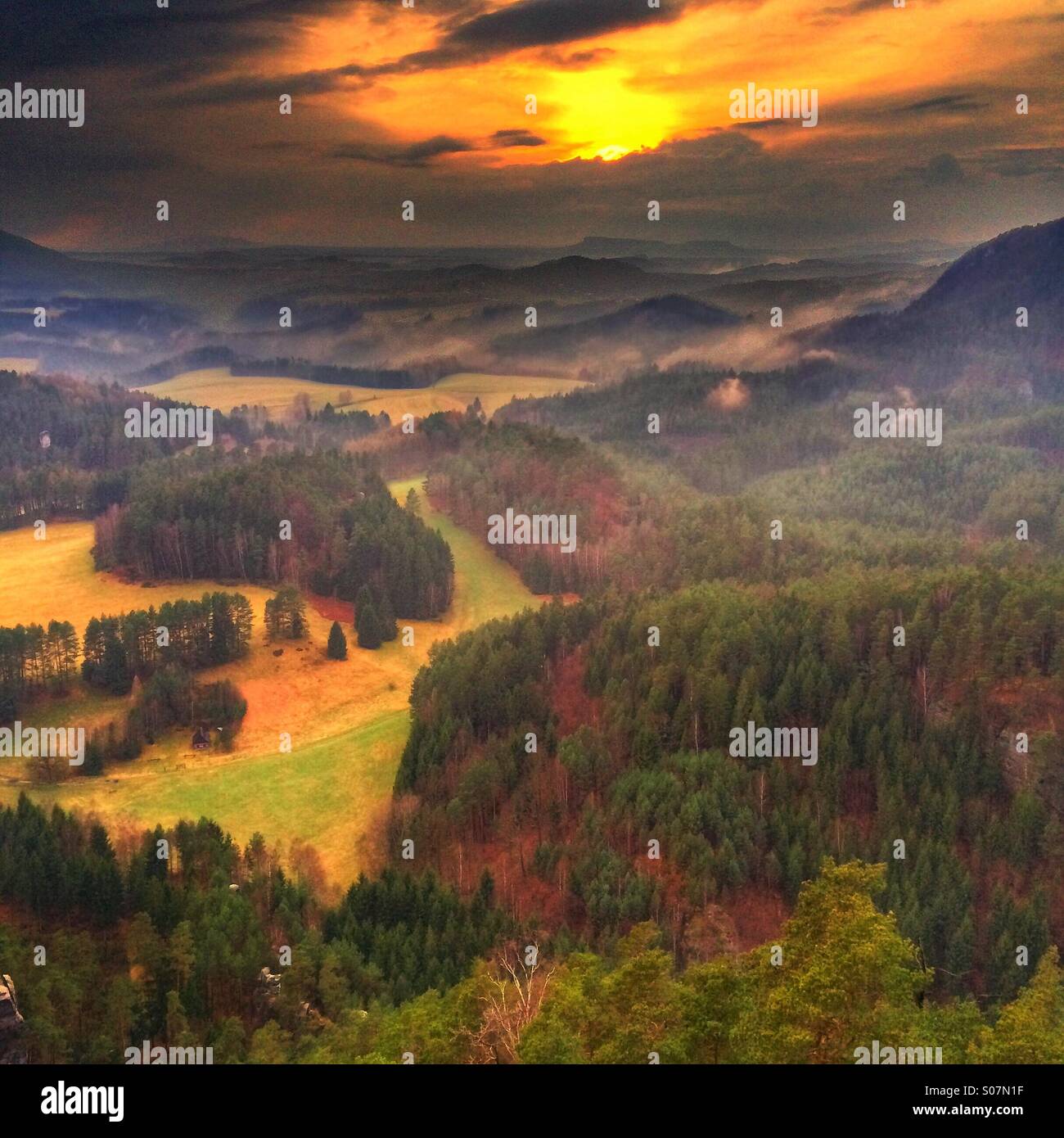 Evening landscape view Stock Photo - Alamy