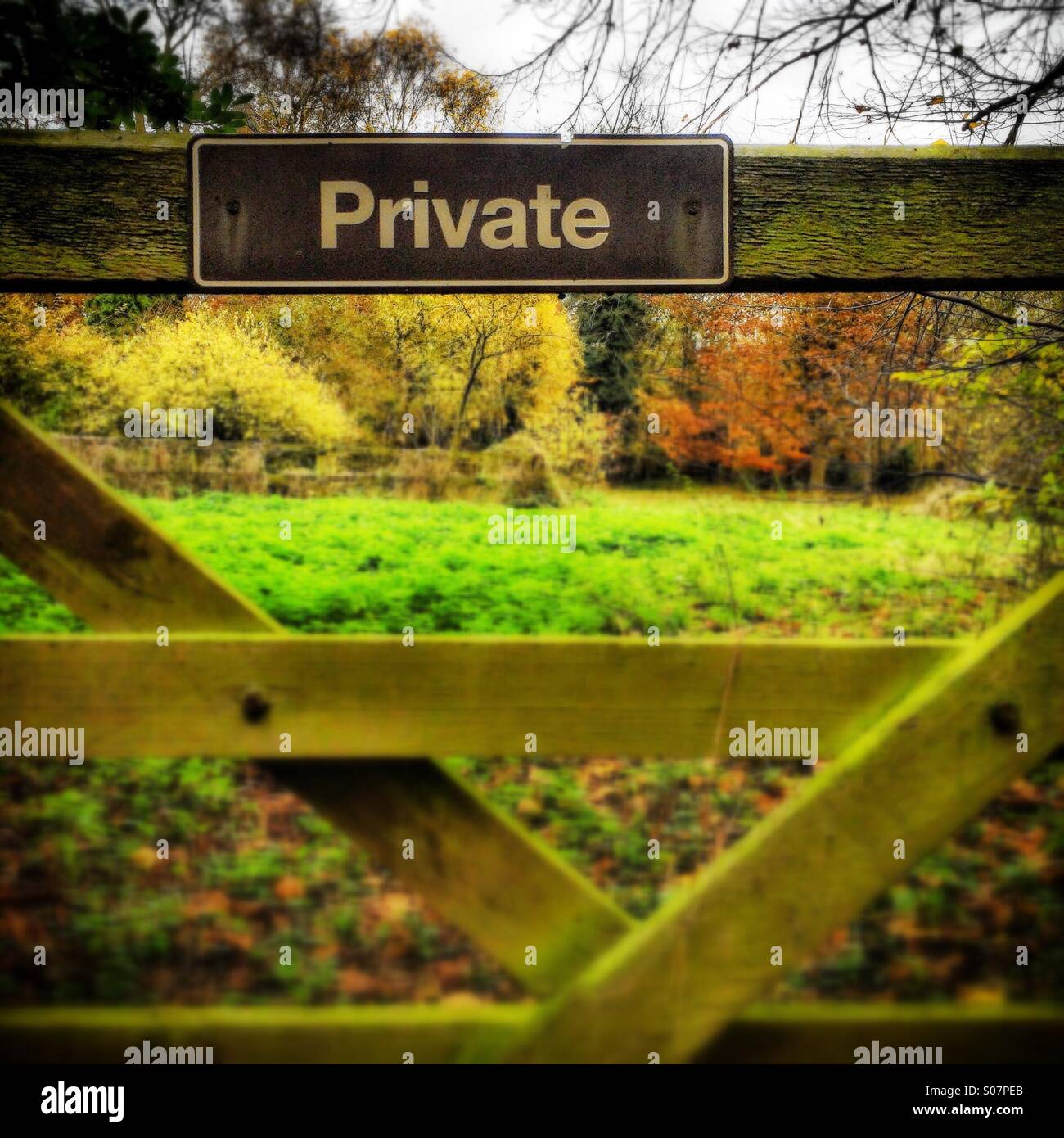 Private sign on wooden gate Stock Photo - Alamy