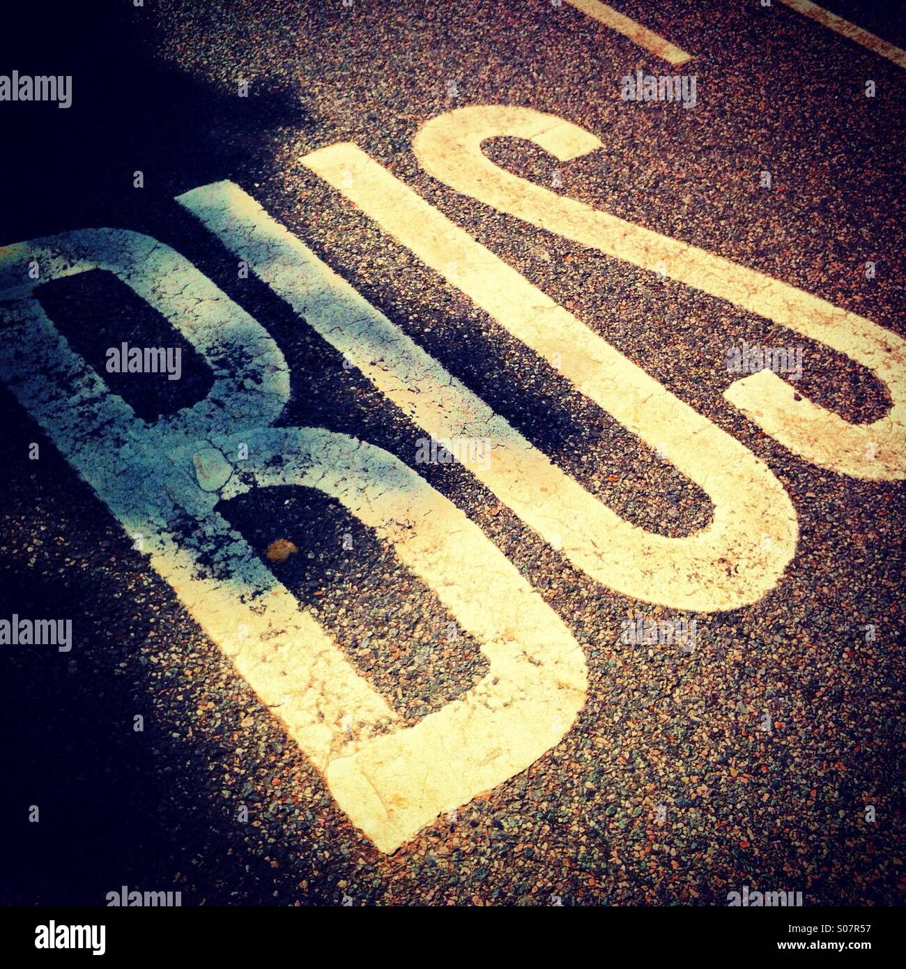 Word BUS written on the floor Stock Photo - Alamy