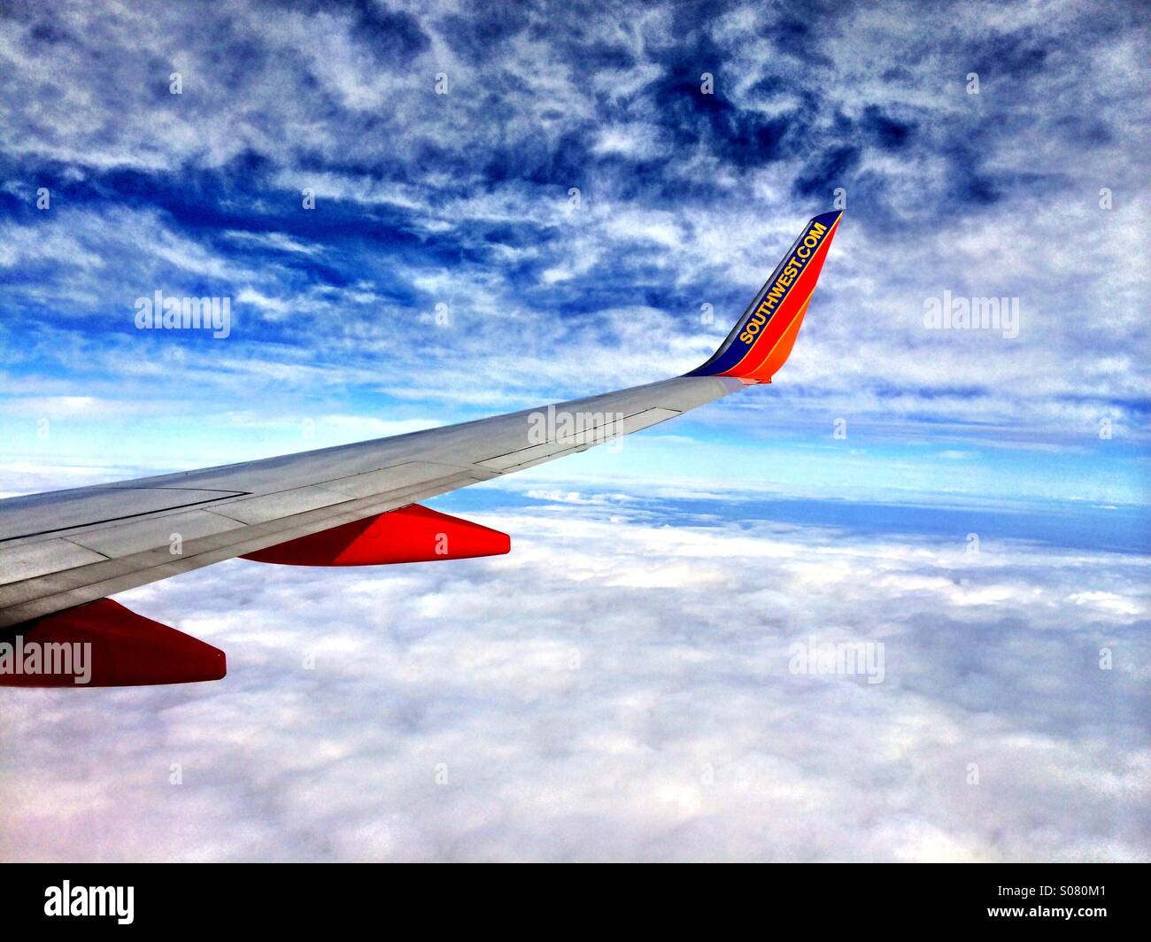 View out an airplane window on Southwest Airlines Stock Photo - Alamy