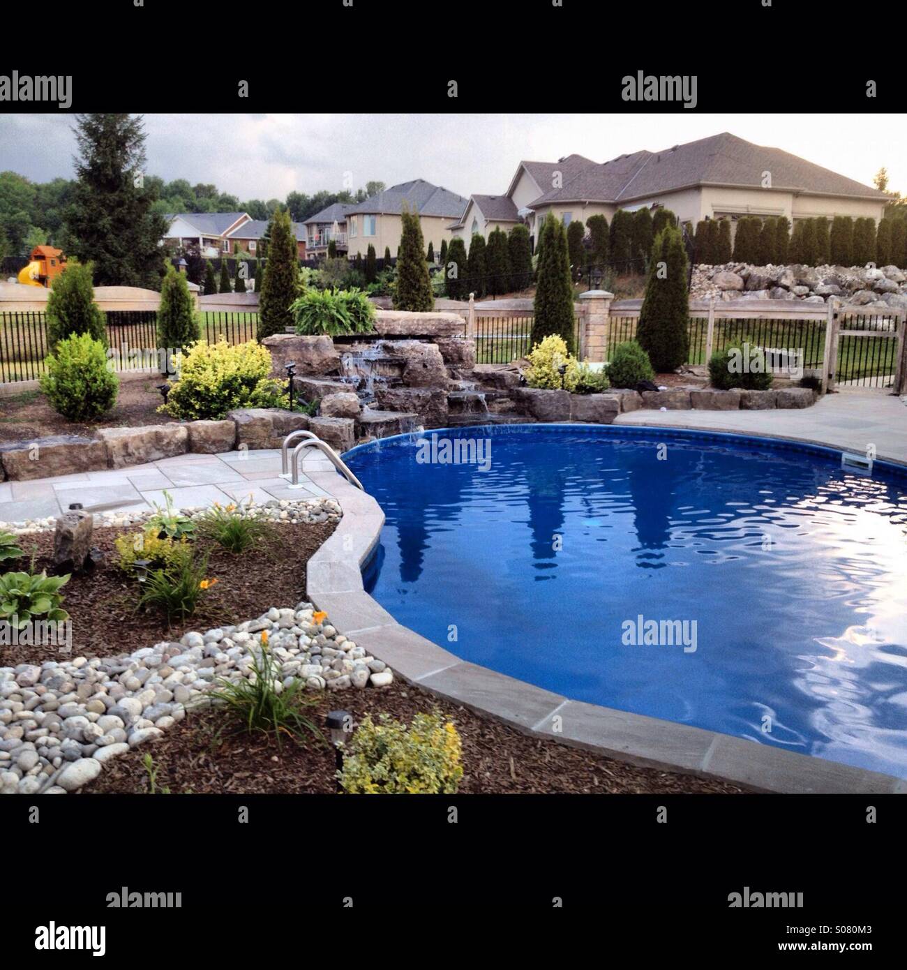 Pool scenery in the summer. Orangeville, Ontario, Canada Stock Photo ...