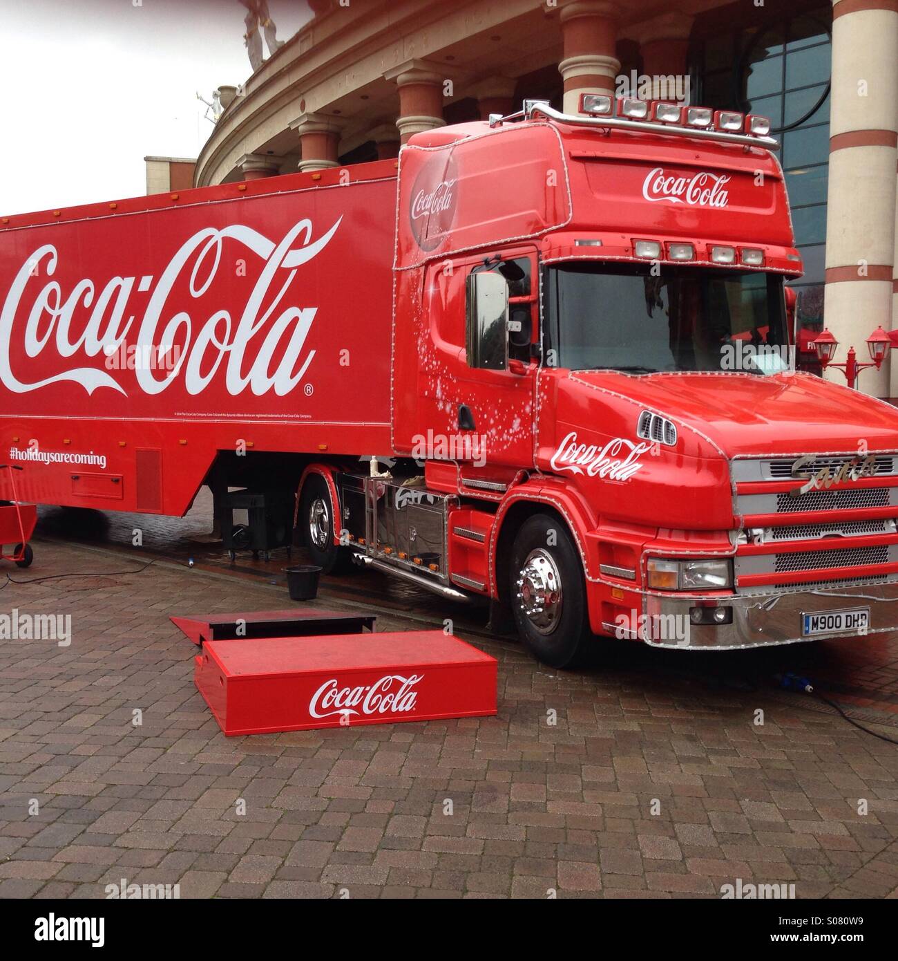 Coca cola lorry outside Trafford centre uk Stock Photo - Alamy
