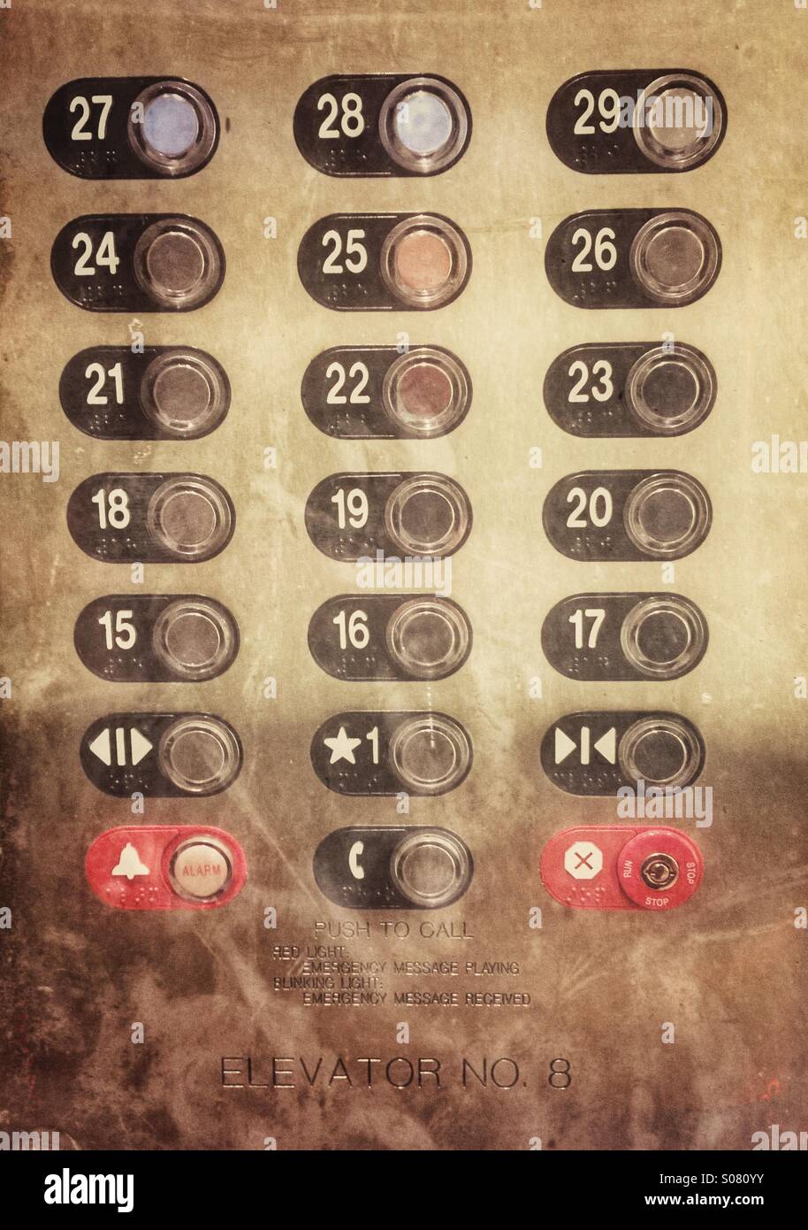 Grungy elevator buttons - dread returning to office concept Stock Photo ...