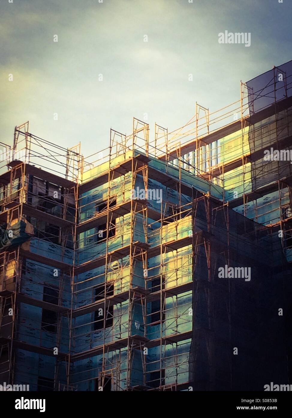 Early morning construction site Stock Photo - Alamy