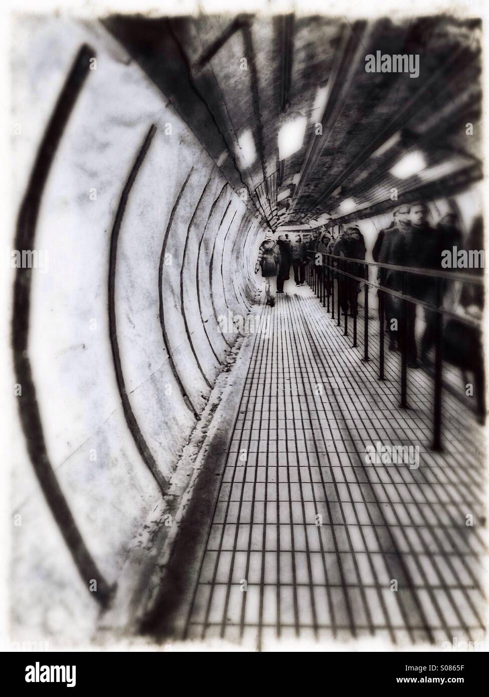Tottenham Court Road underground tunnel, Central London, UK Stock Photo ...