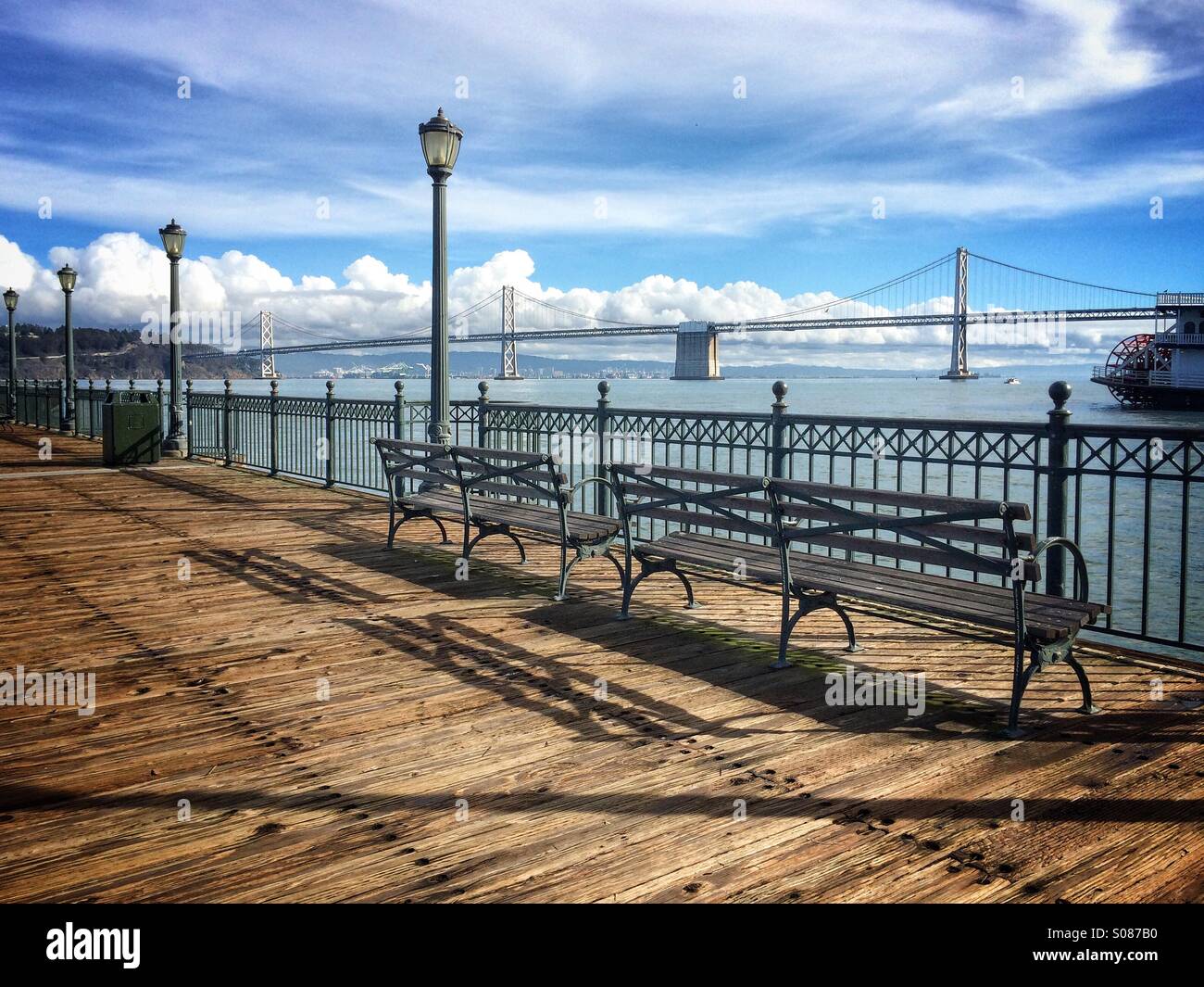 View of San Francisco - Oakland Bay Bridge from Pier 7, California, USA ...
