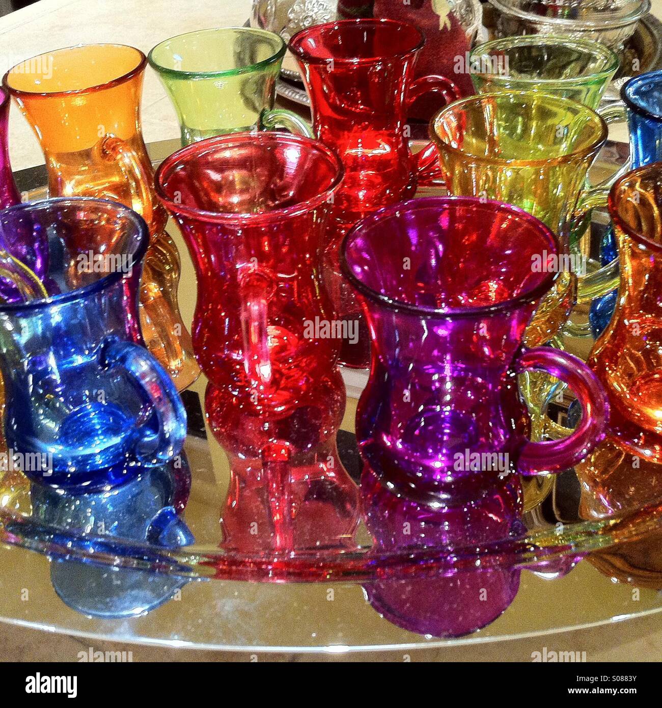 Rainbow tea glasses Stock Photo - Alamy