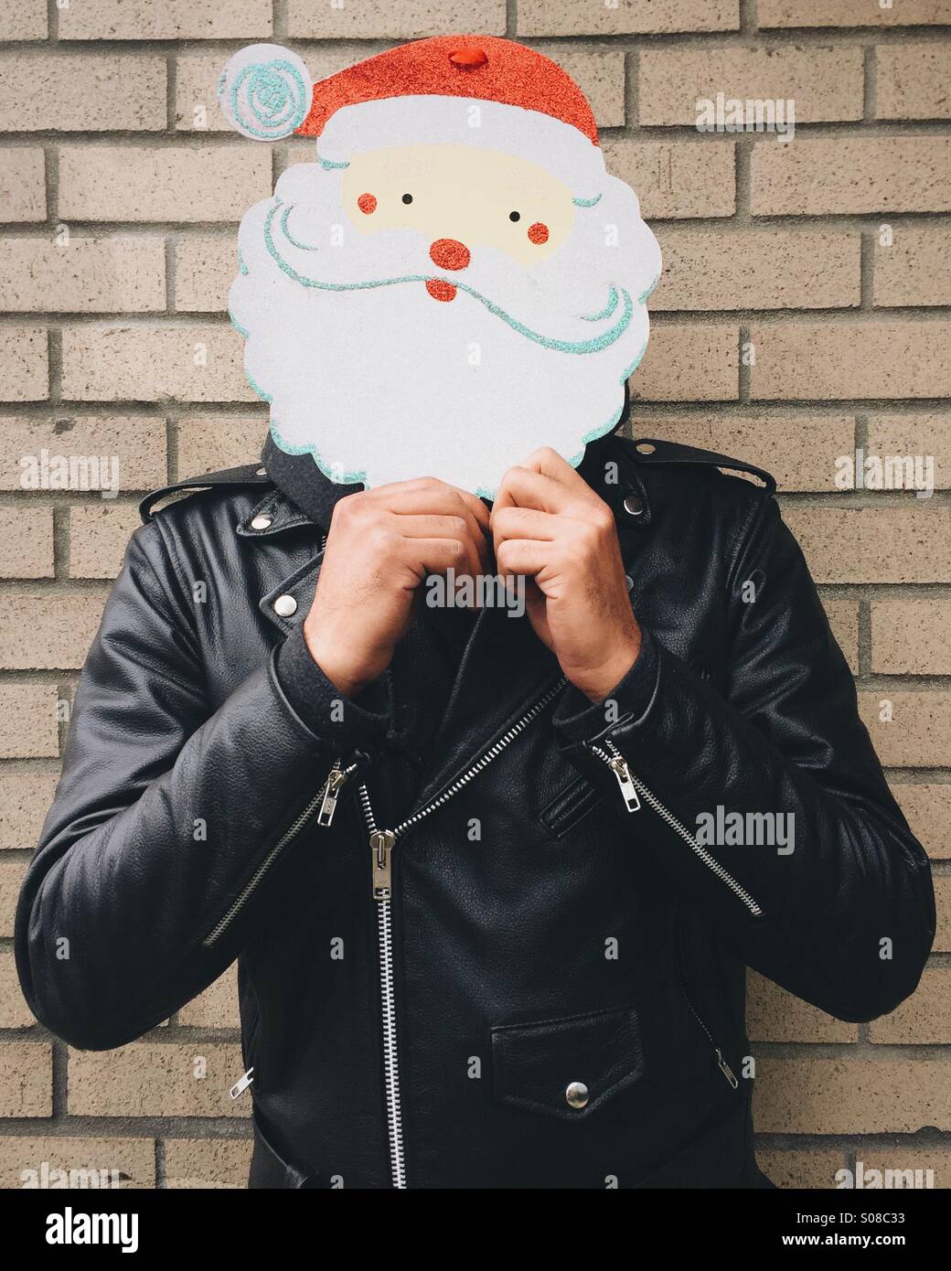 Santa in leather Stock Photo - Alamy