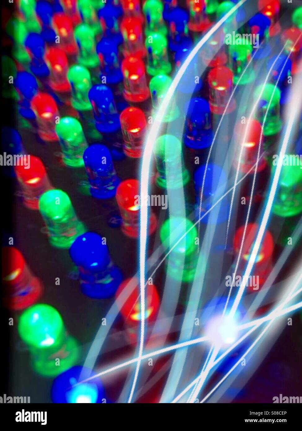 LEDs in red, green, and blue with dramatic lighting effects Stock Photo ...