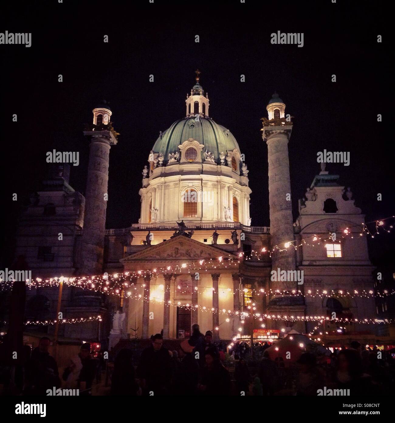 Karlskirche with christmas lights Stock Photo - Alamy