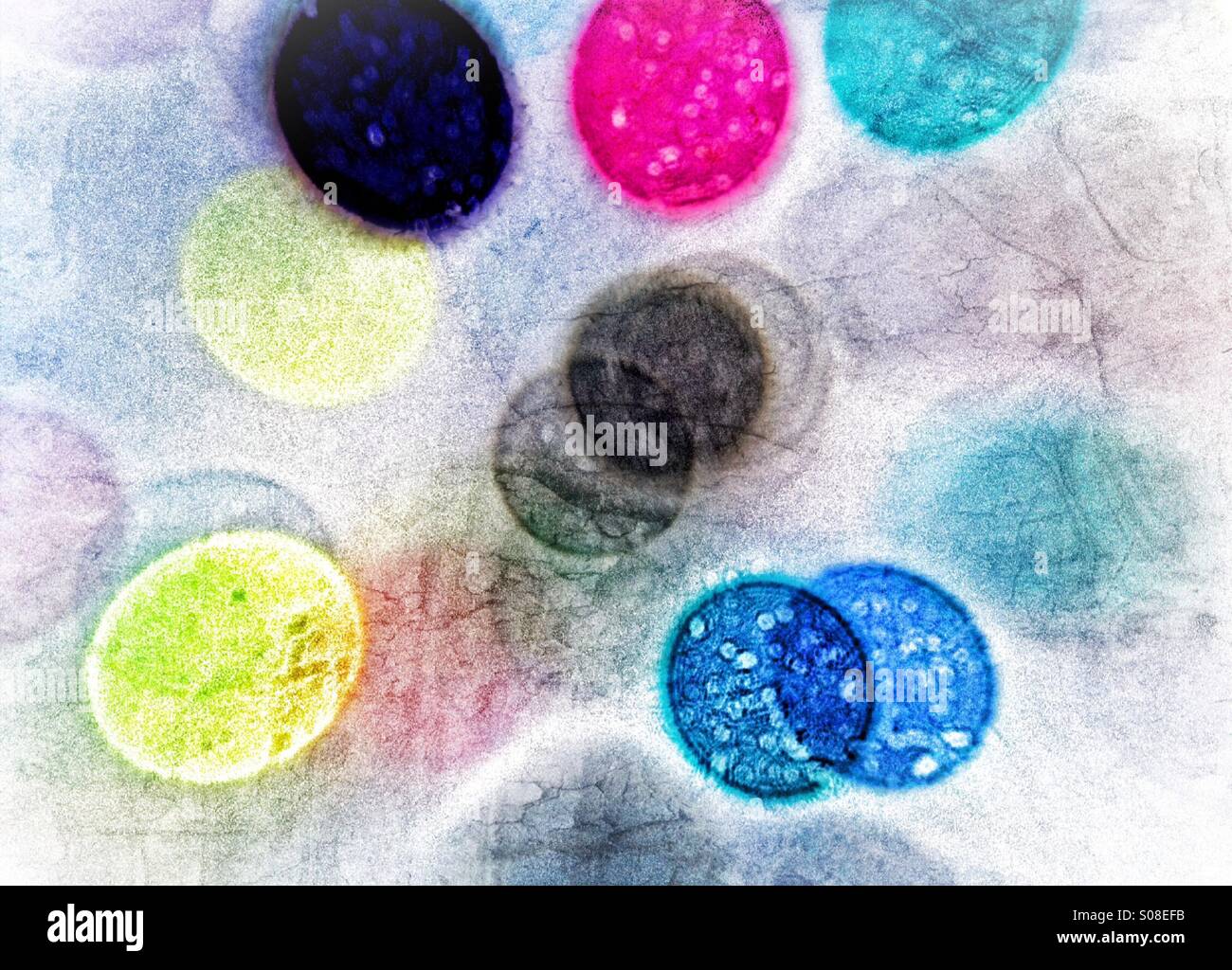 Colour inverted photo of Christmas tree lights Stock Photo - Alamy
