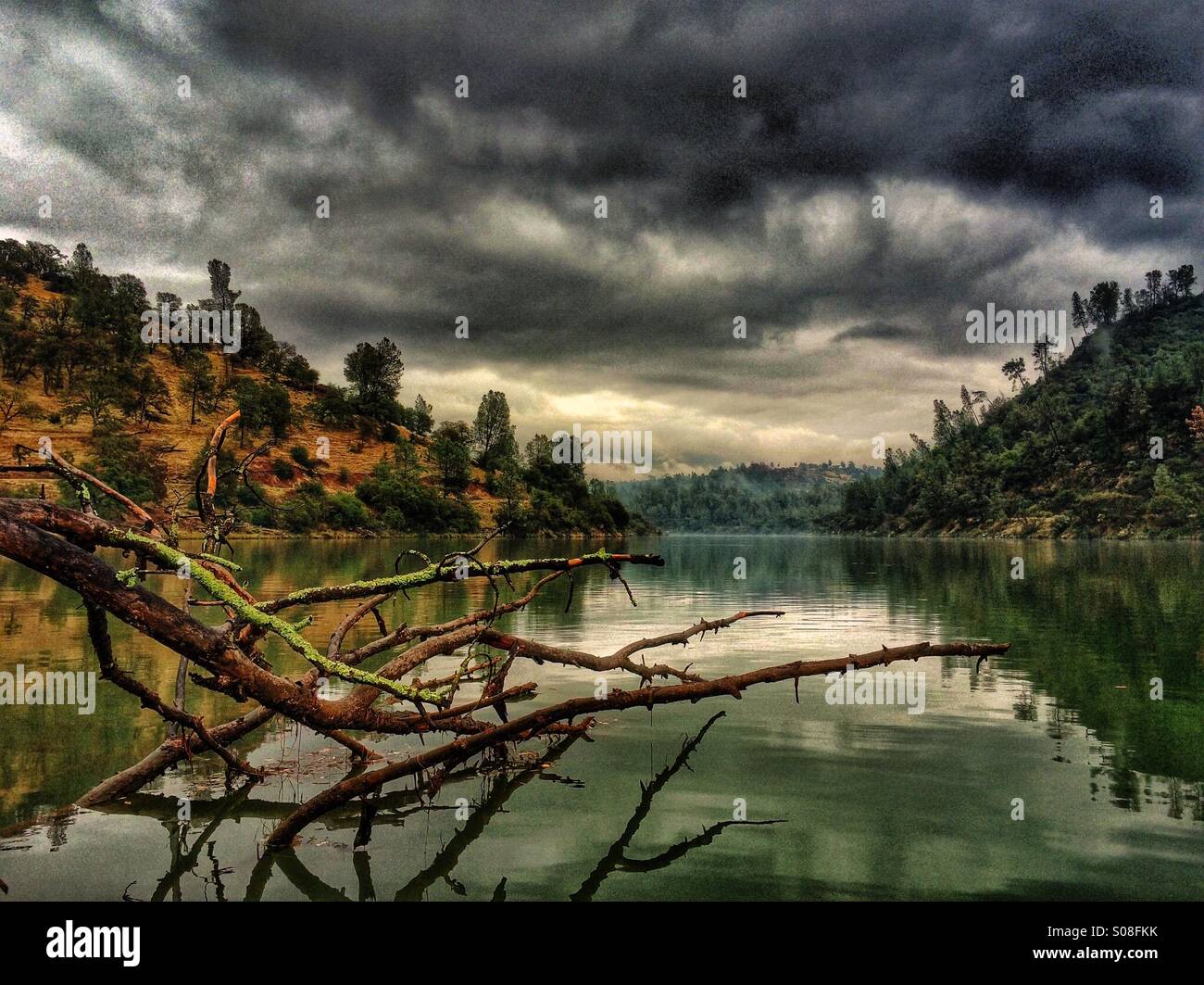 Storm Passing Over The Feather River in Northern California Stock Photo ...