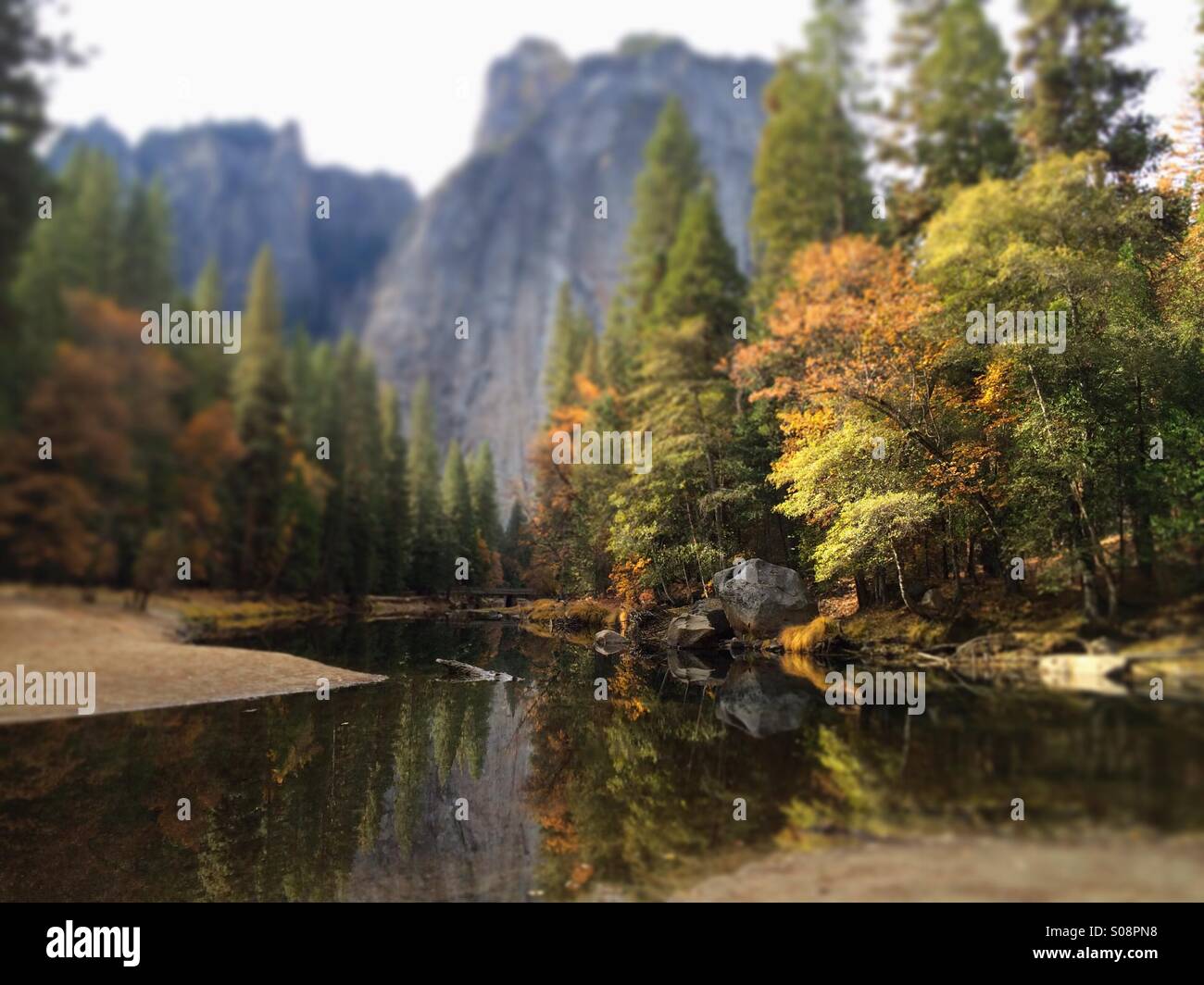 Merced River and Cathedral Rocks in fall. Yosemite Valley, Yosemite ...
