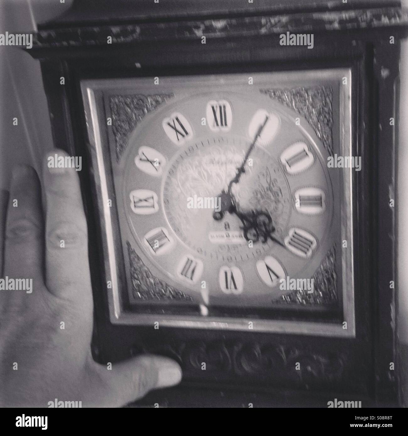 Old time clock Stock Photo - Alamy