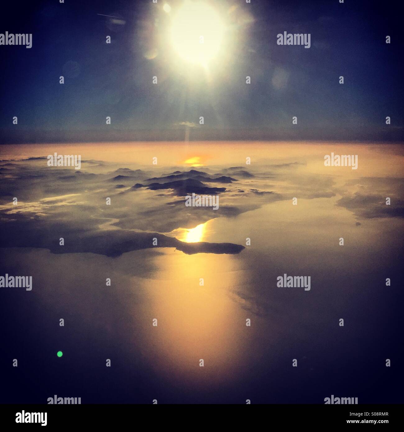 Anglesey and the Snowdonia range seen from an airliner Stock Photo - Alamy