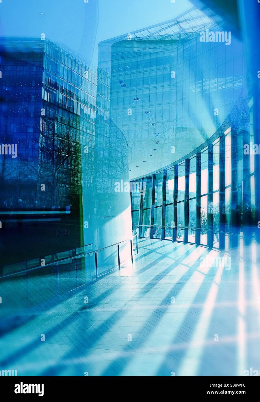 Empty glass office building abstract with reflections Stock Photo - Alamy