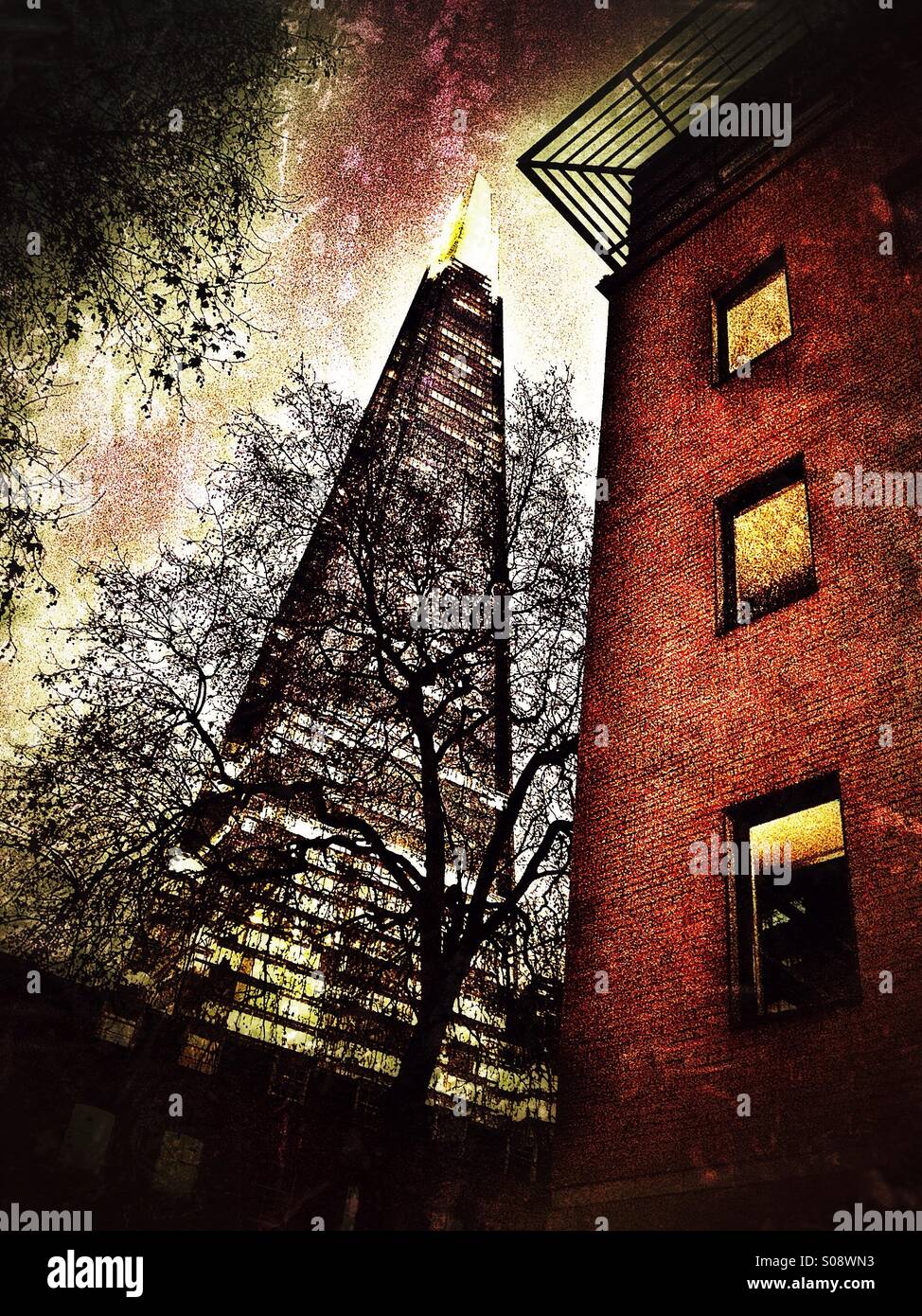 Block of flats with the Shard in background Stock Photo - Alamy