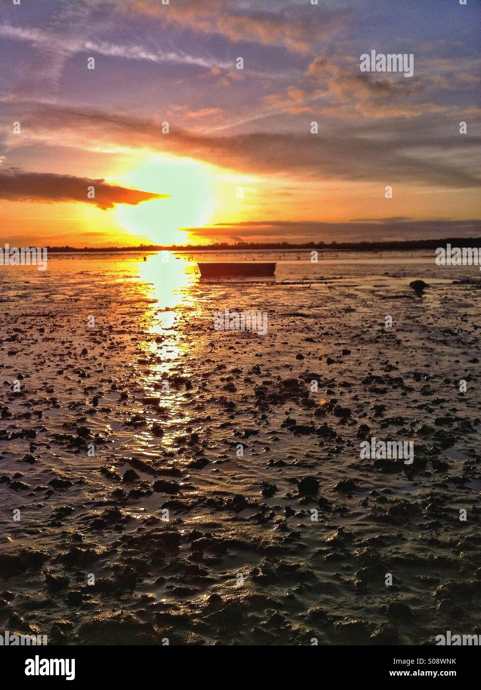 Mud flats sunset Stock Photo - Alamy