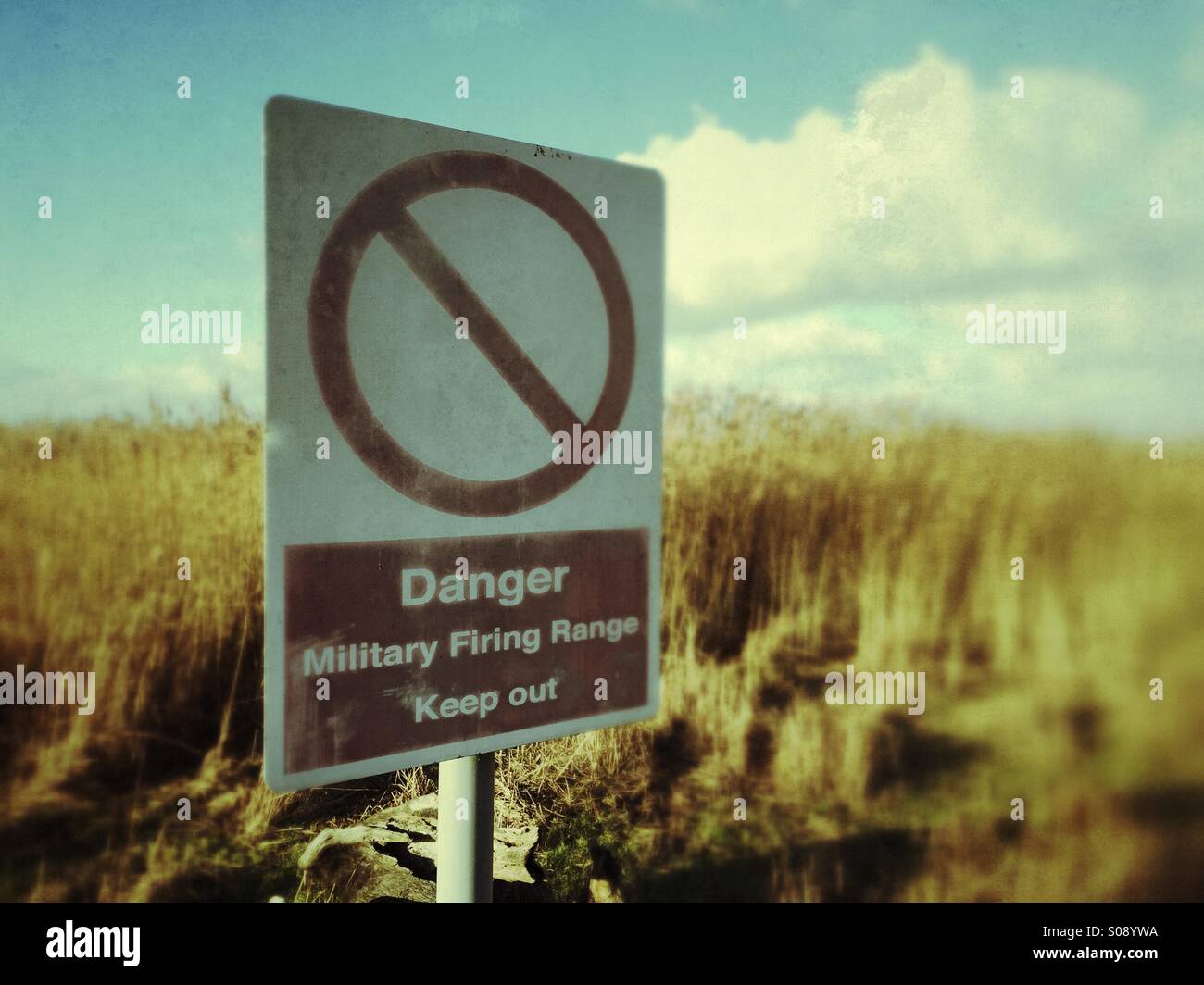 Danger military firing range sign Stock Photo - Alamy