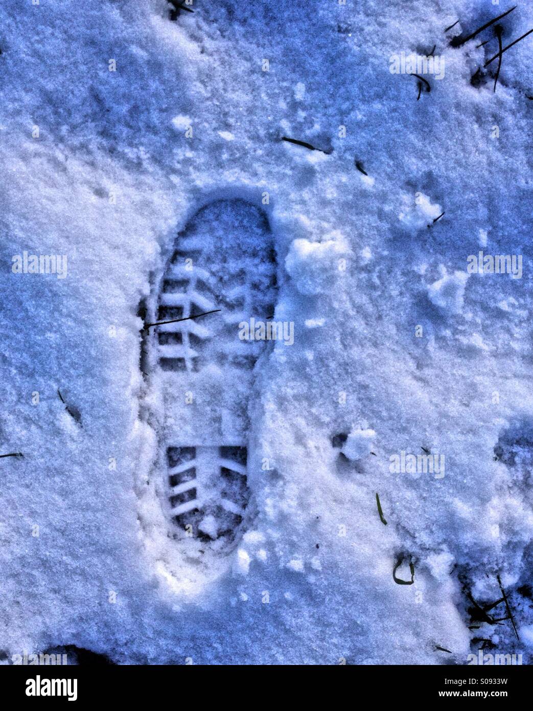 Footprint in snow Stock Photo - Alamy