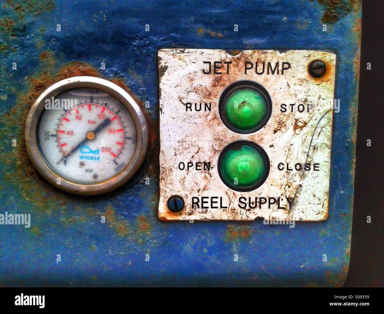 Jet Pump Controls and Pressure Gauge Stock Photo - Alamy