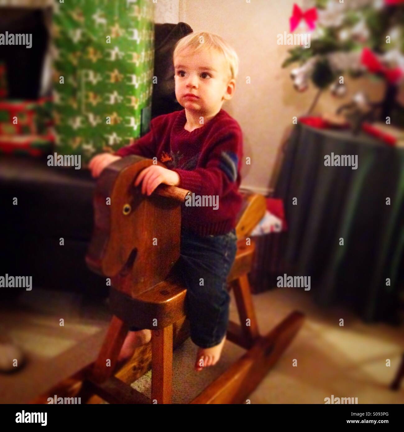 Antique wooden rocking horse hi-res stock photography and images - Alamy